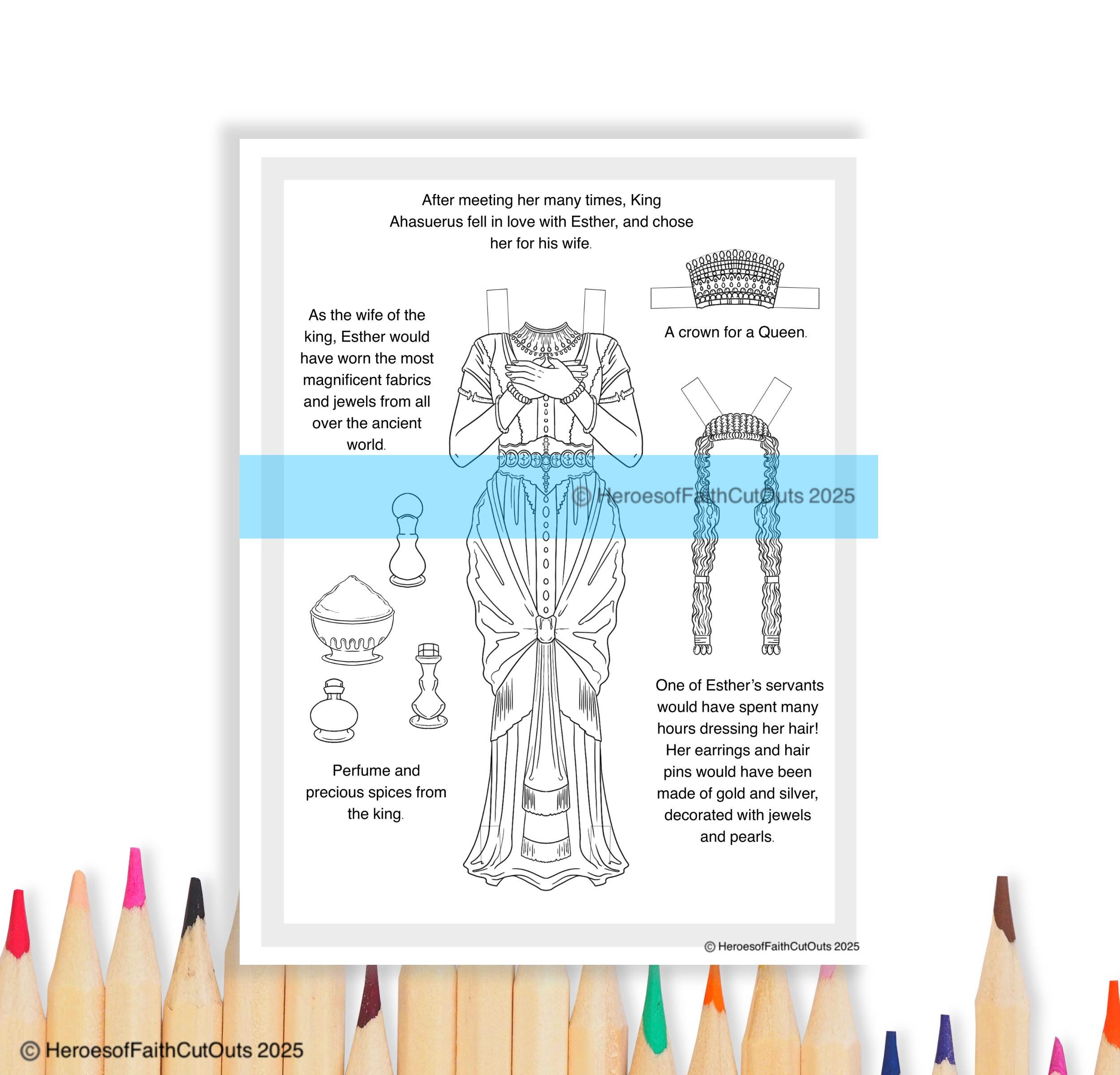 Bible Queen Esther Paper Doll Page, Sunday School Printable ...