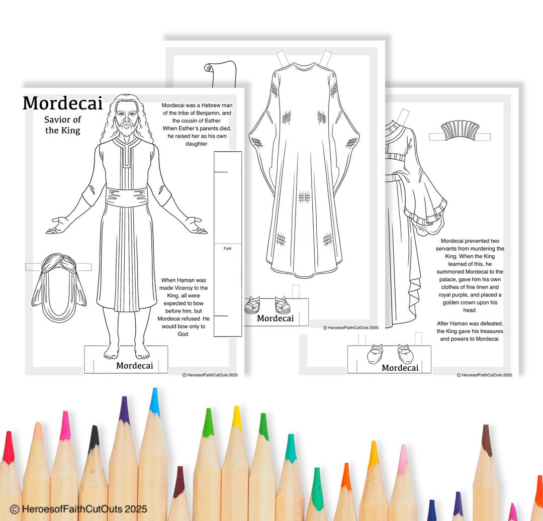 Mordecai Paper Doll Coloring Page, Printable, Old Testament ...