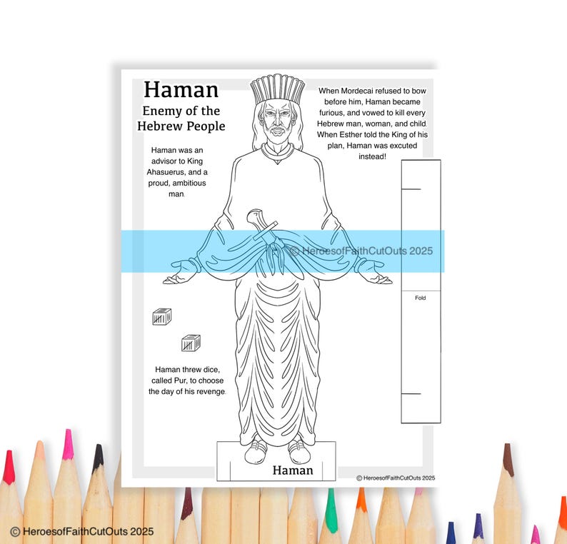 Haman Paper Doll Coloring Page, Printable, Bible Villain, Historically ...