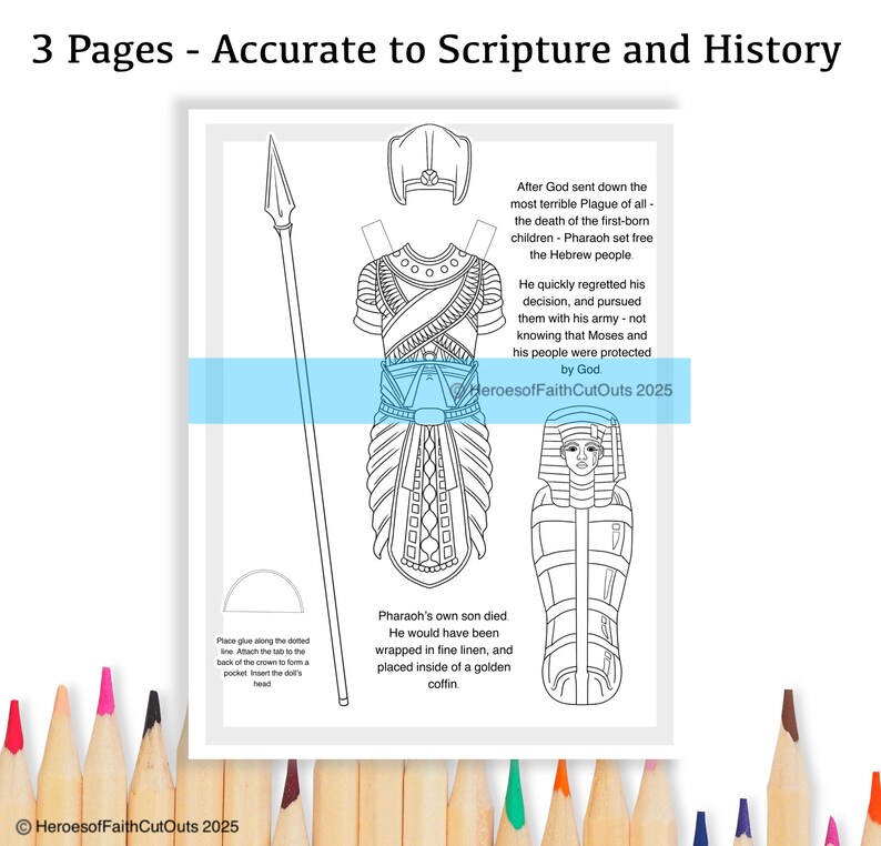Pharaoh Paper Doll Printable Coloring Page, Old Testament Activity ...