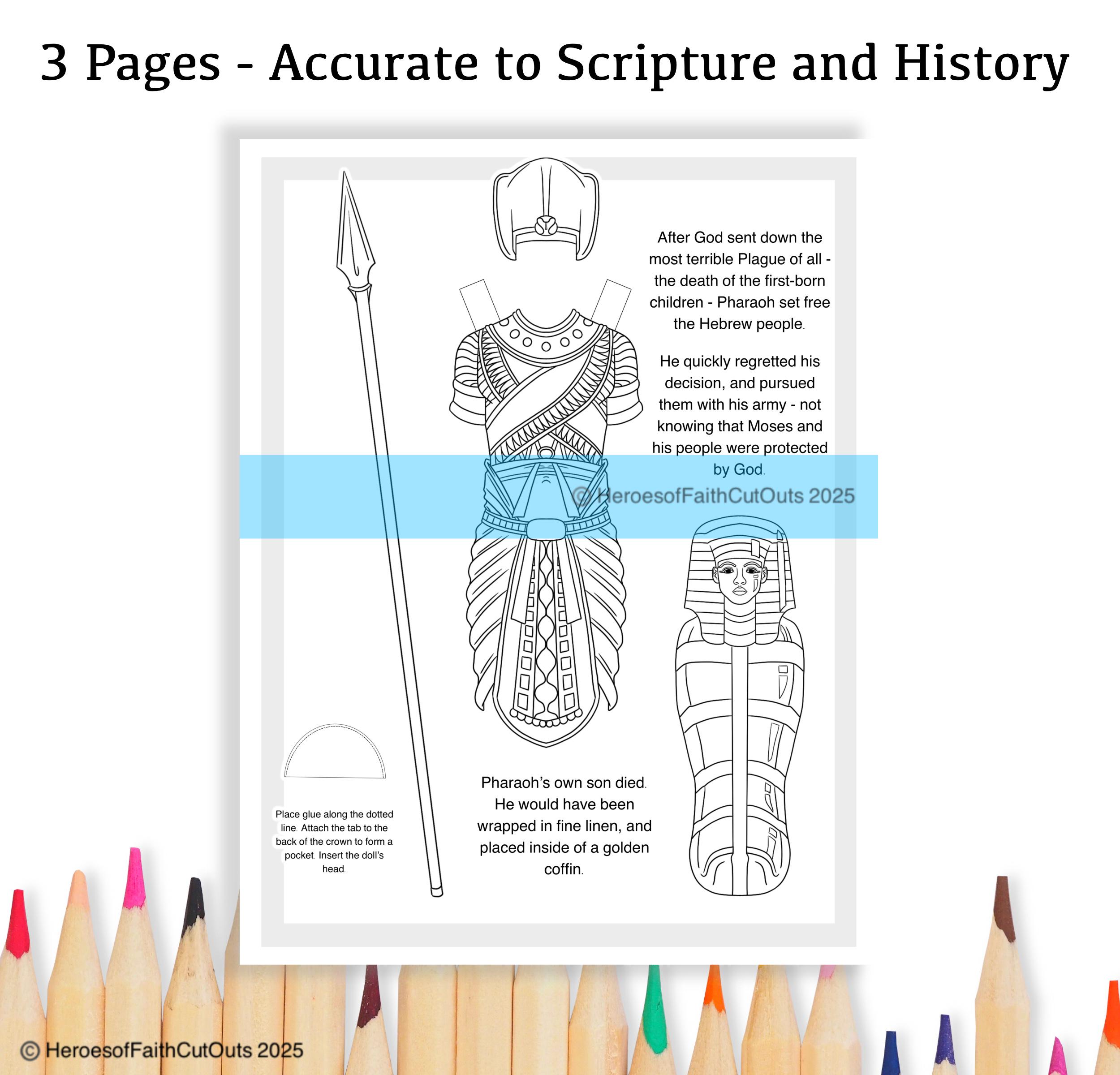 Pharaoh Paper Doll Printable Coloring Page, Old Testament Activity ...