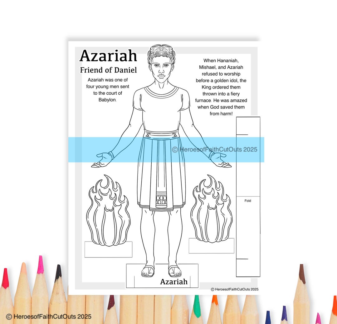 Azariah Paper Doll Coloring Page, Printable for K-3, Old Testament ...
