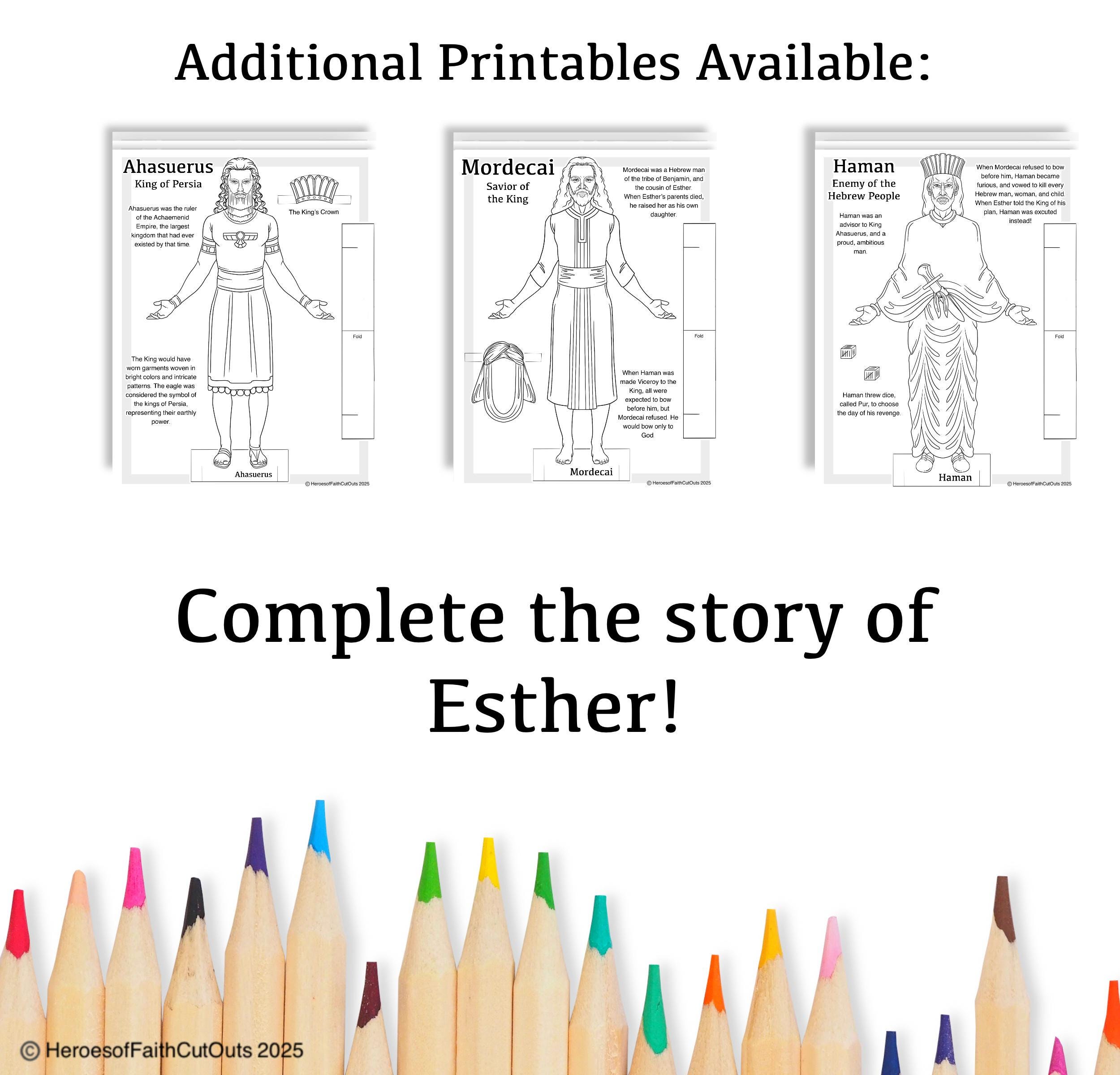 Bible Queen Esther Paper Doll Page, Sunday School Printable ...