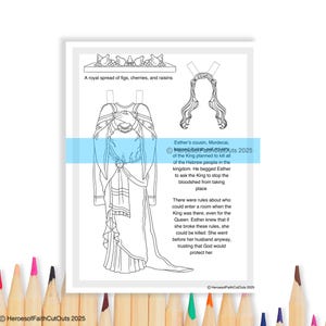 Bible Queen Esther Paper Doll Page, Sunday School Printable ...