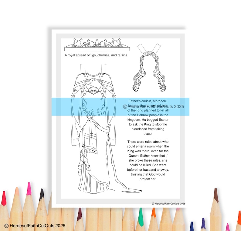 Bible Queen Esther Paper Doll Page, Sunday School Printable ...