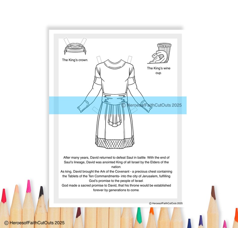 King David Paper Doll, Scripture Accurate, Printable Coloring Page ...