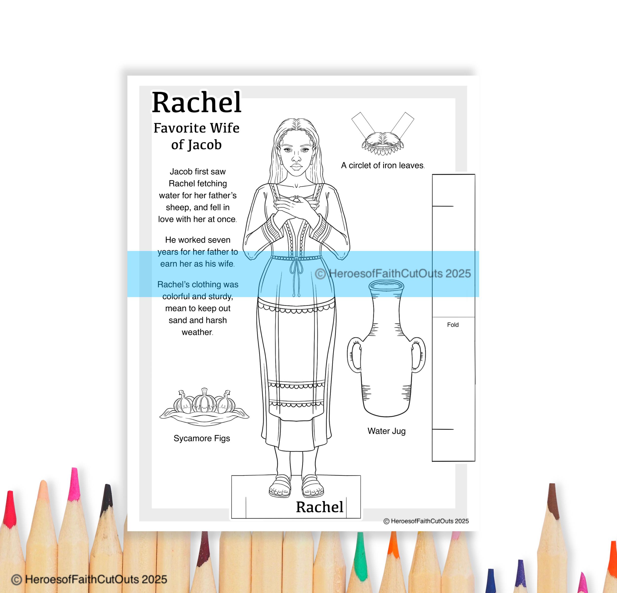 Rachel Paper Doll Coloring Page, Printable Old Testament, Sunday School ...