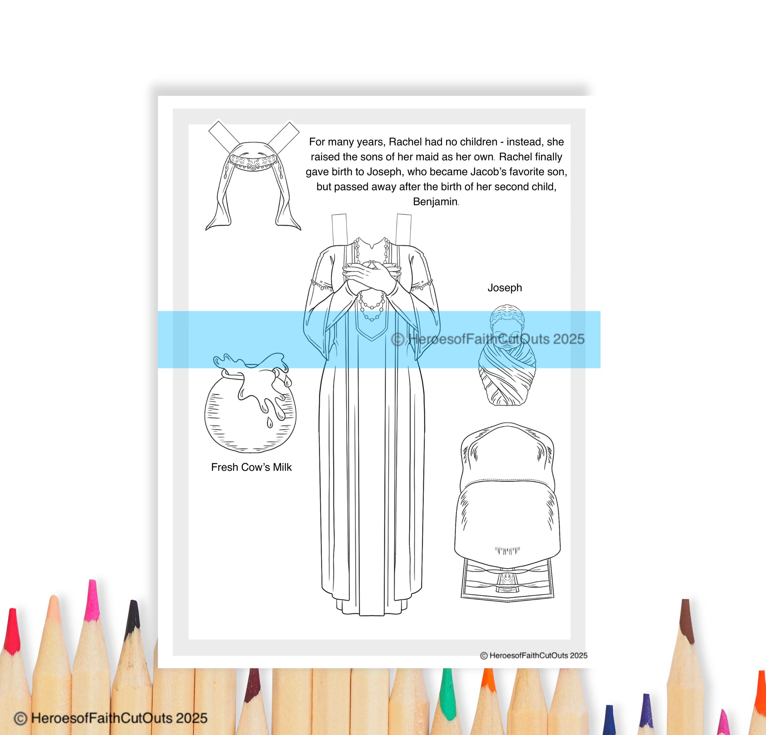 Rachel Paper Doll Coloring Page, Printable Old Testament, Sunday School ...