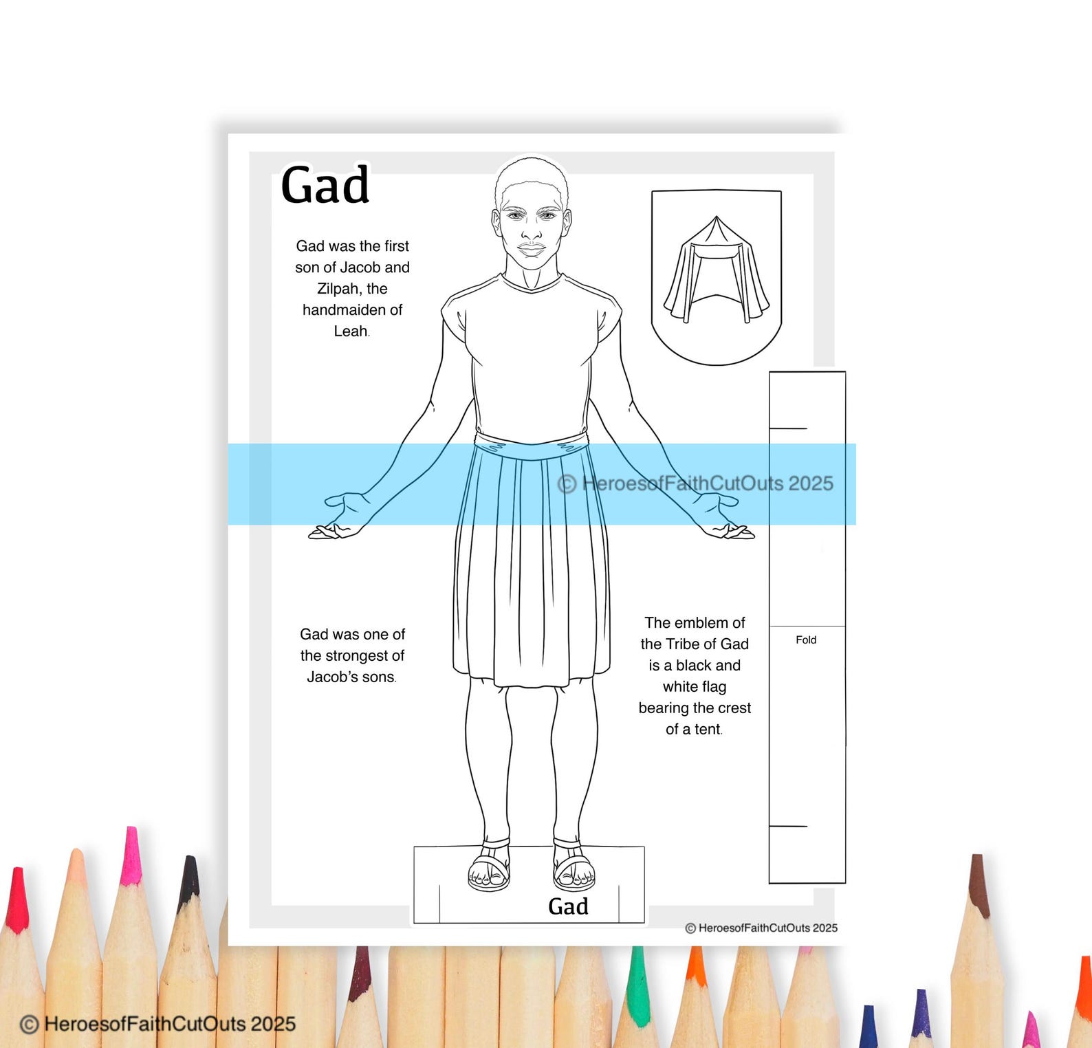Gad Paper Doll Coloring Page, Printable, Old Testament, Tribe of Gad, K ...