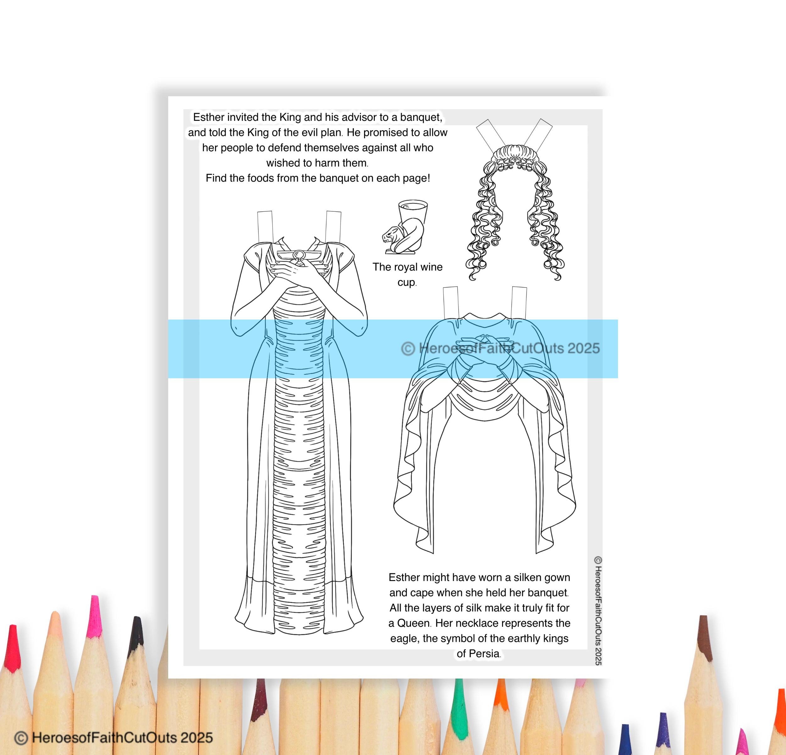 Bible Queen Esther Paper Doll Page, Sunday School Printable ...