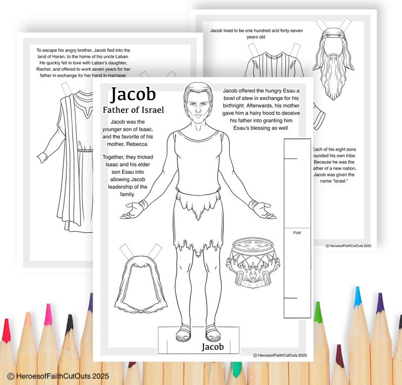 Jacob Paper Doll Coloring Page, Genesis Activity, Scripture Accurate ...