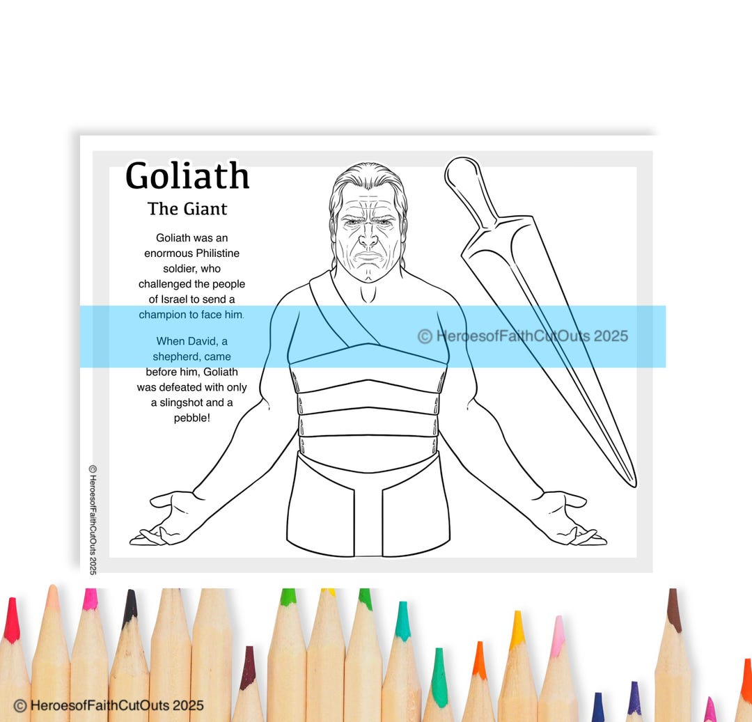 Goliath Paper Doll Coloring Page, Old Testament Print, David and ...
