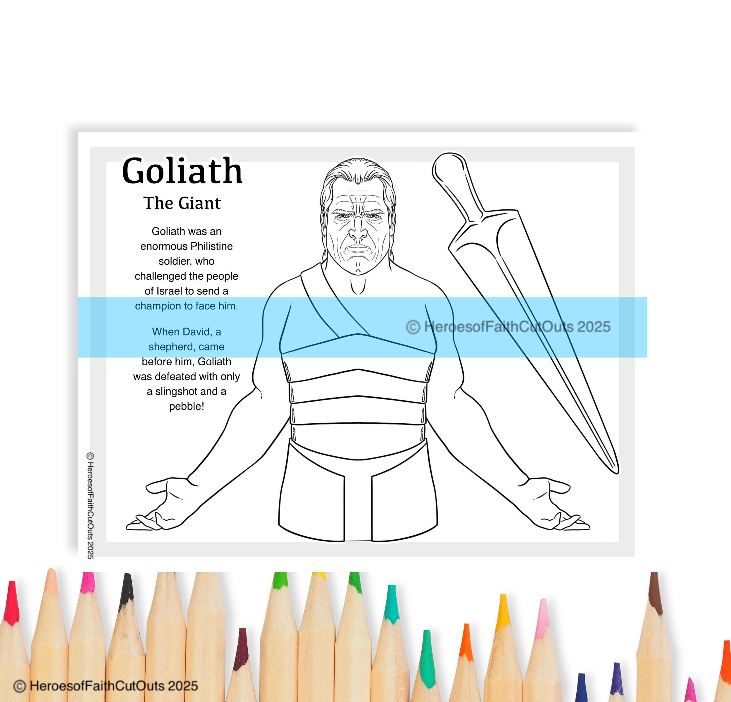 Goliath Paper Doll Coloring Page, Old Testament Print, David and ...