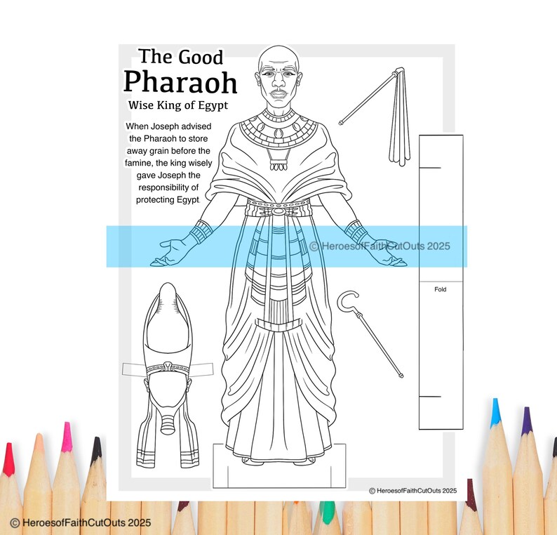 Pharaoh Paper Doll Coloring Page, Printable, Story of Joseph, Genesis ...