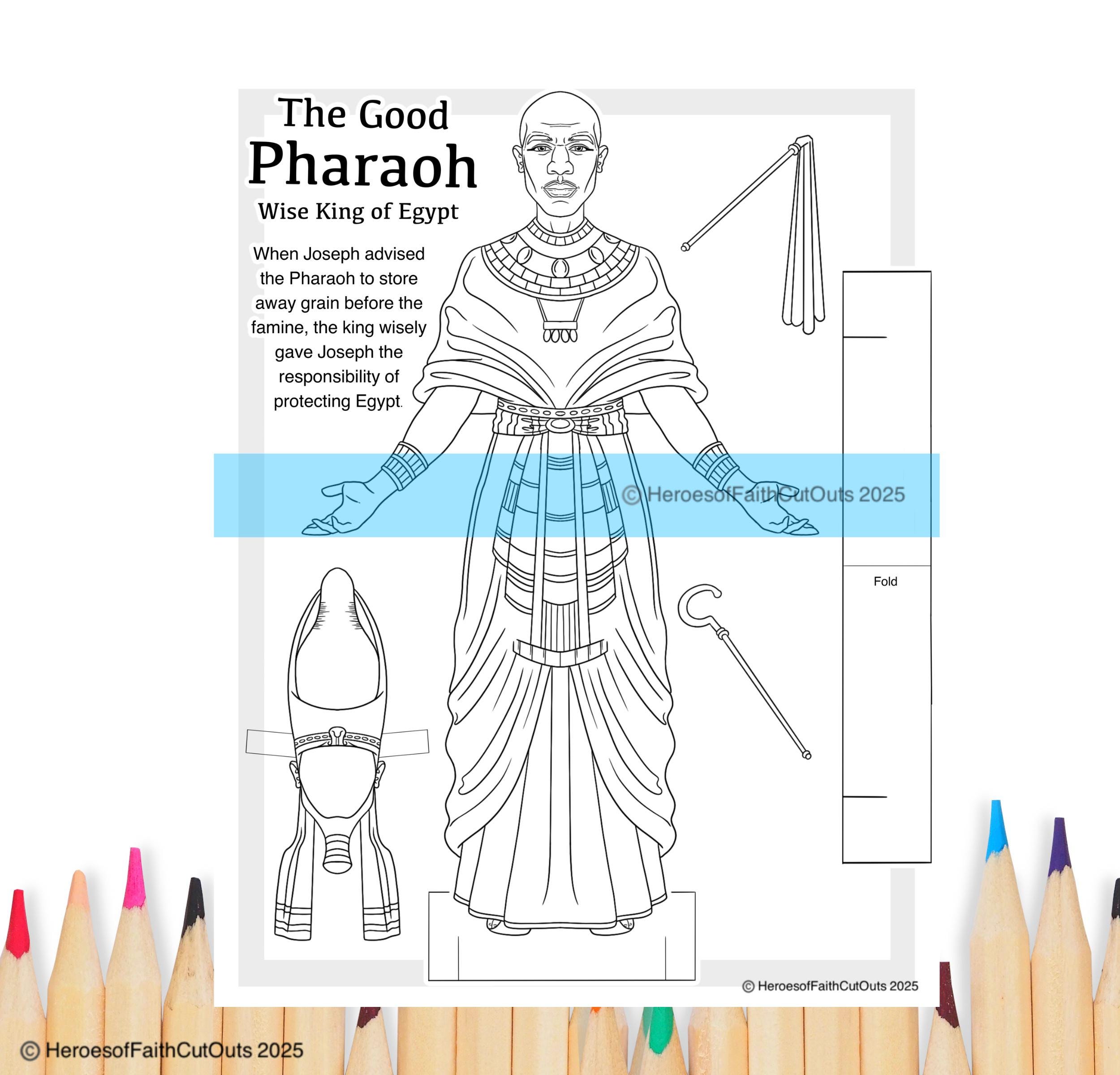 Pharaoh Paper Doll Coloring Page, Printable, Story of Joseph, Genesis ...