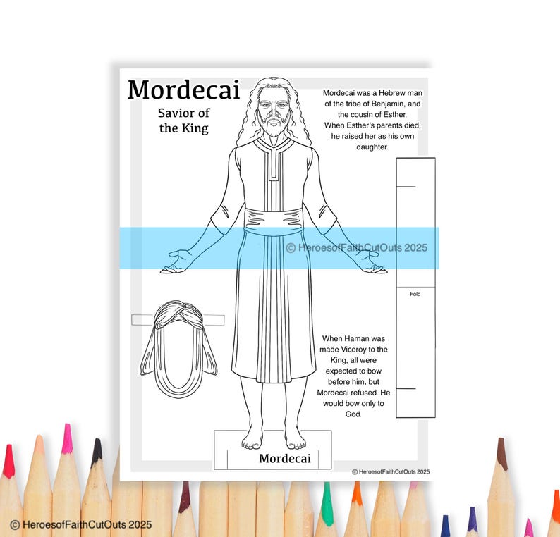 Mordecai Paper Doll Coloring Page, Printable, Old Testament ...