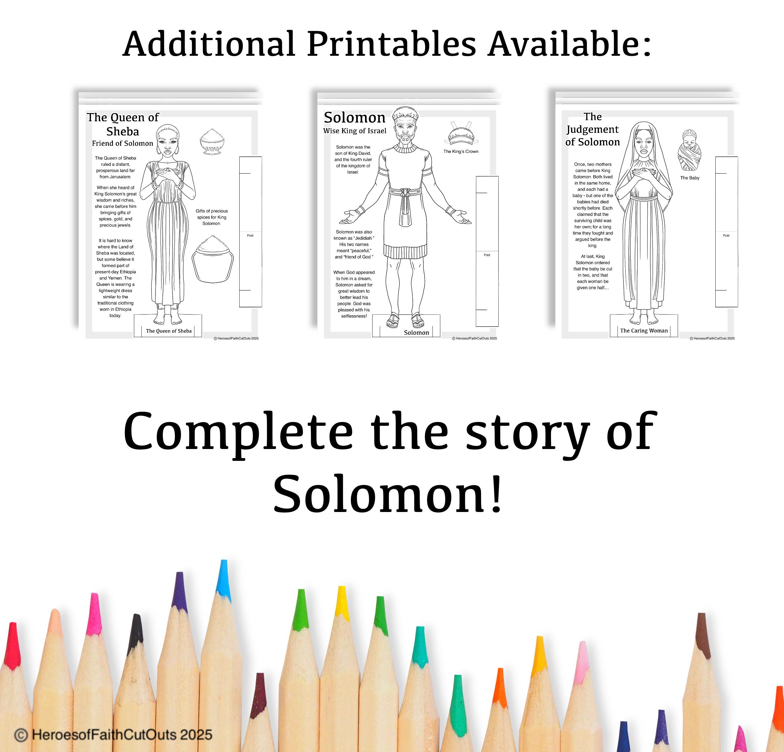 Queen of Sheba Paper Doll Coloring Page, Printable Old Testament ...