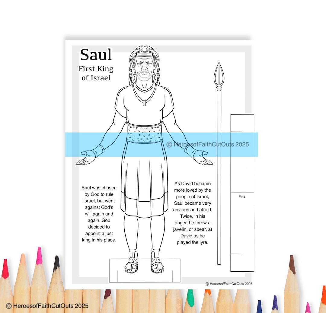 King Saul Paper Doll Coloring Page, Bible Story Printable, Old ...