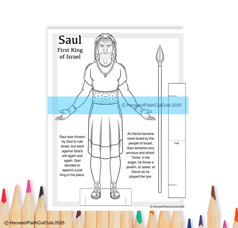 King Saul Paper Doll Coloring Page, Bible Story Printable, Old ...