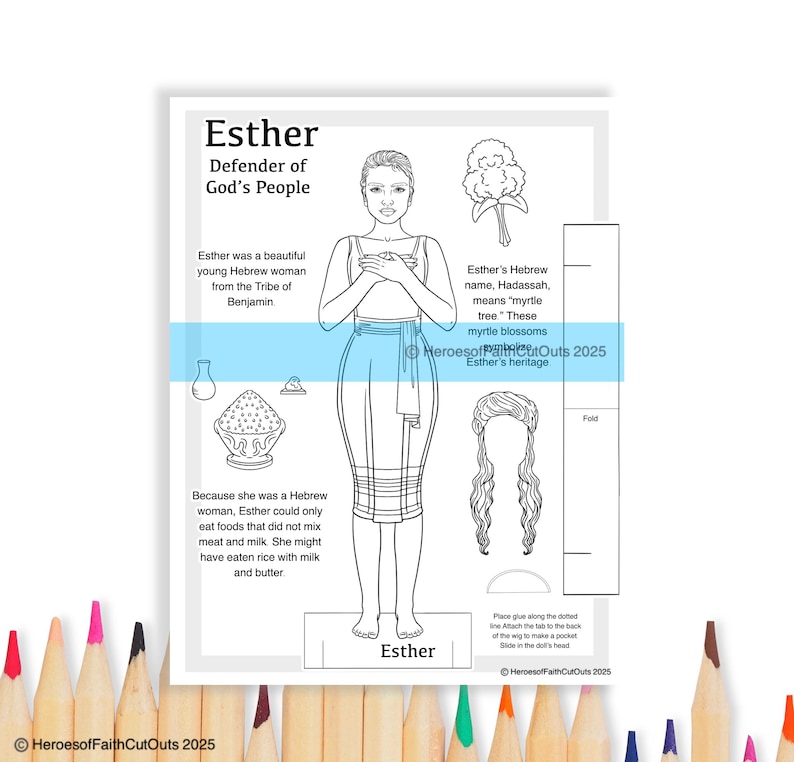 Bible Queen Esther Paper Doll Page, Sunday School Printable ...