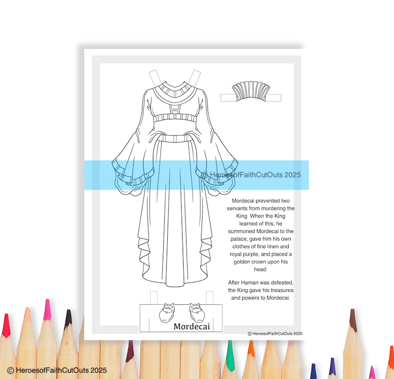 Mordecai Paper Doll Coloring Page, Printable, Old Testament ...