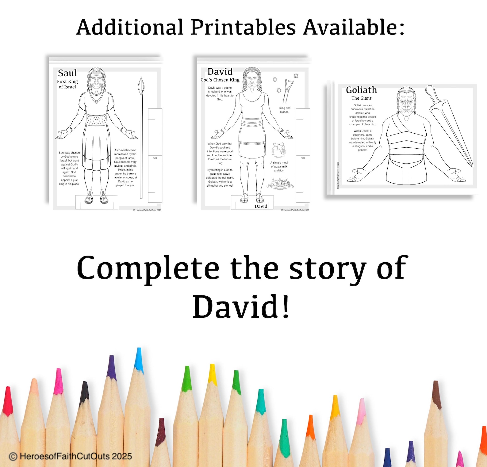 Goliath Paper Doll Coloring Page, Old Testament Print, David and ...