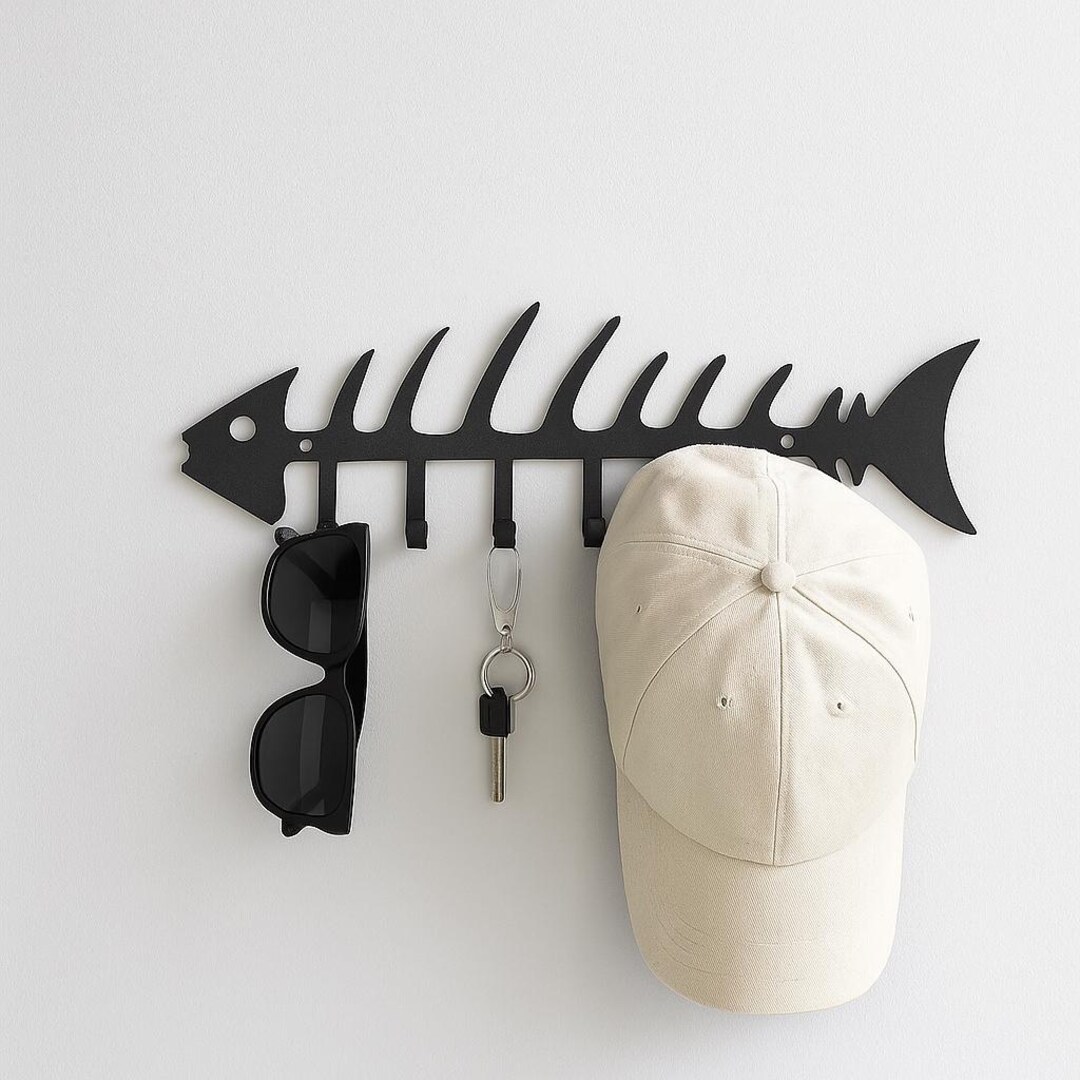 Fish Bone Metal Wall Hook – Fun Pet-themed Decorative Hook for Entryway ...