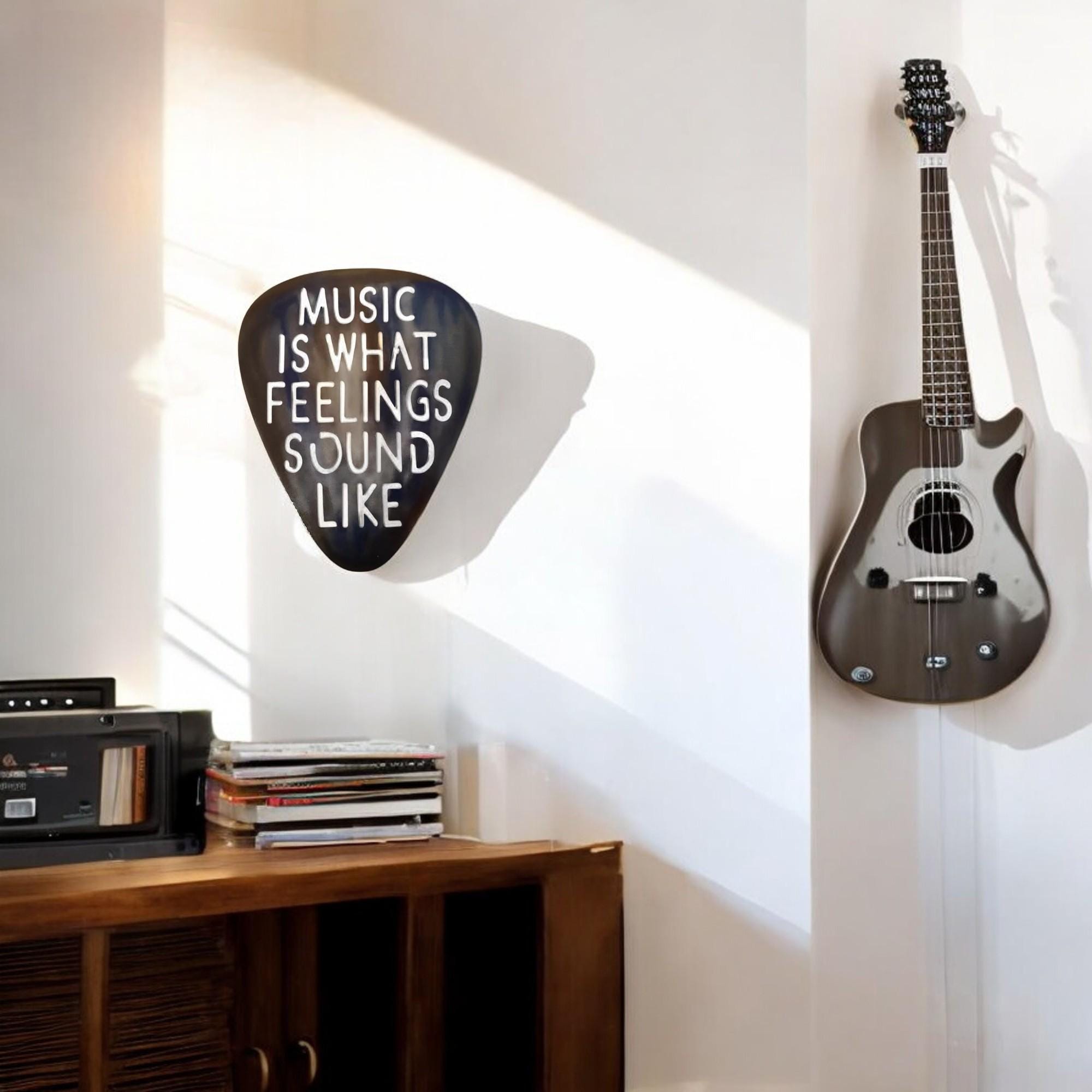 Music is What Feelings Sound Like Guitar Pick Wall Art – Metal Music ...