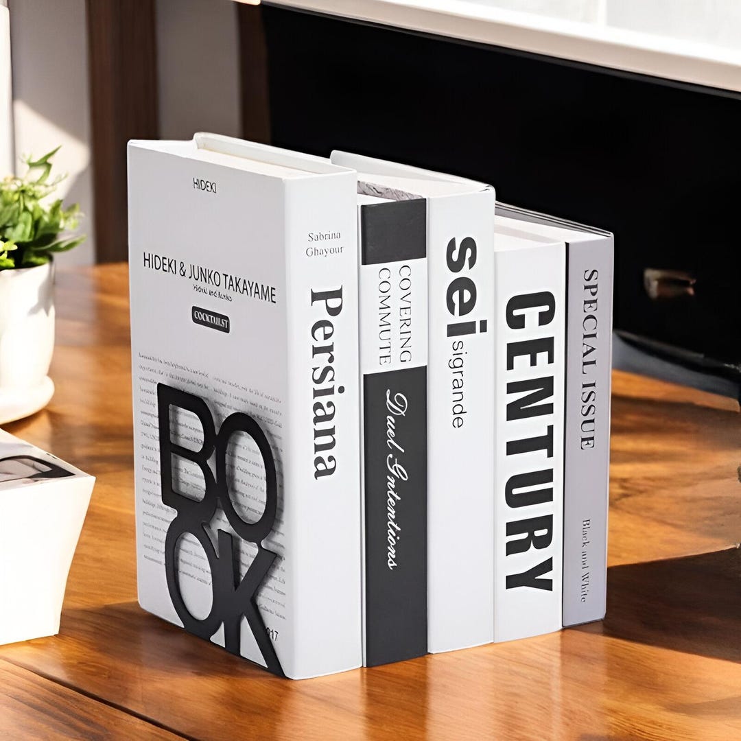BOOK Word Metal Bookends – Heavy Duty Office Book Rack – Stylish Book ...