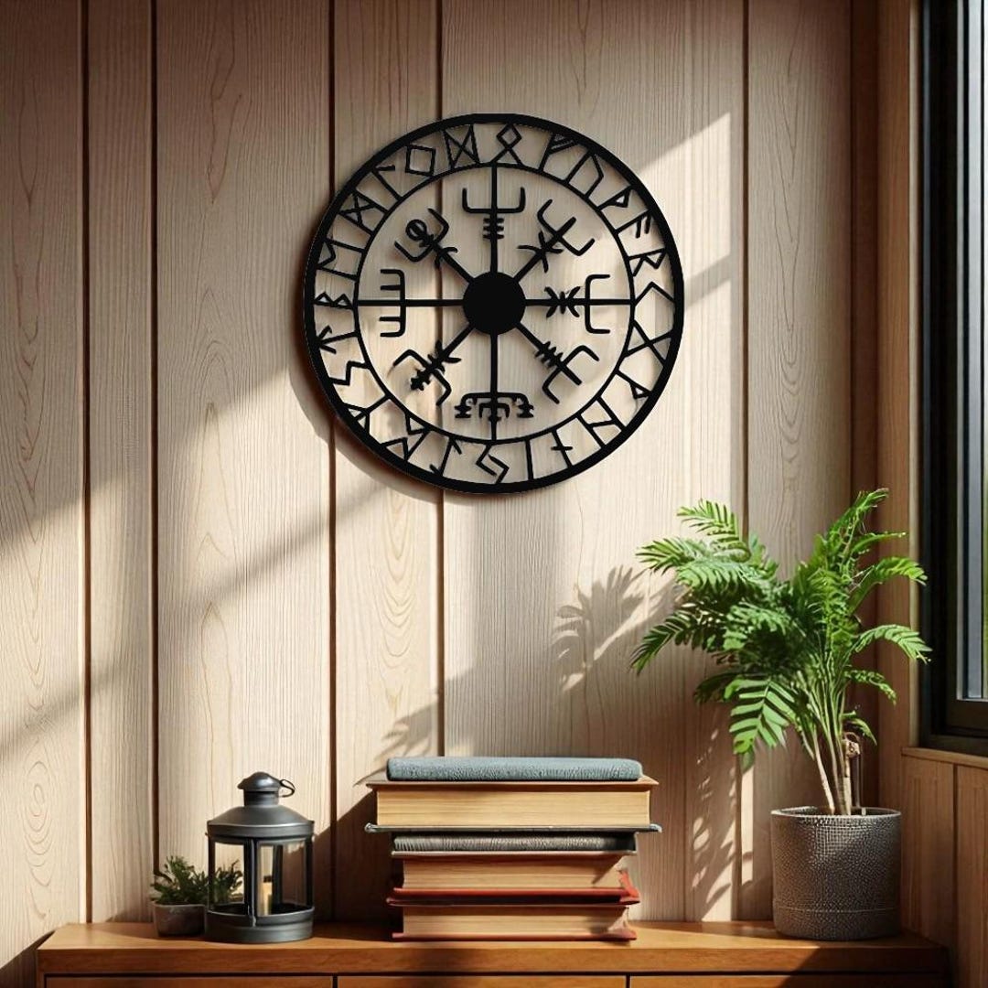 Vegvisir Viking Compass Wall Art Metal Norse Rune Decor Nordic ...
