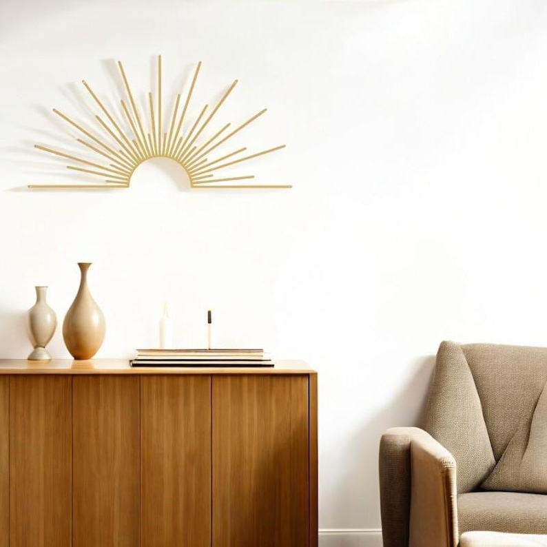 Sun Metal Wall Art, Large Sunrise Wall Decor, Boho Sunburst Sculpture ...