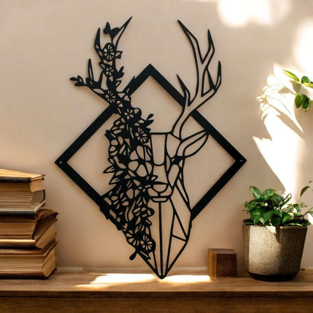 Large Metal Deer Wall Art: Rustic Cottagecore Decor - Etsy