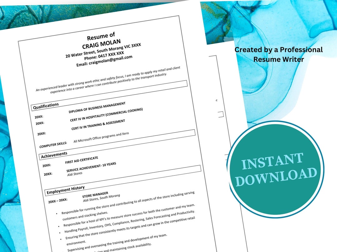 Resume Template, Classic Resume Template Word, Professional, Clean ...