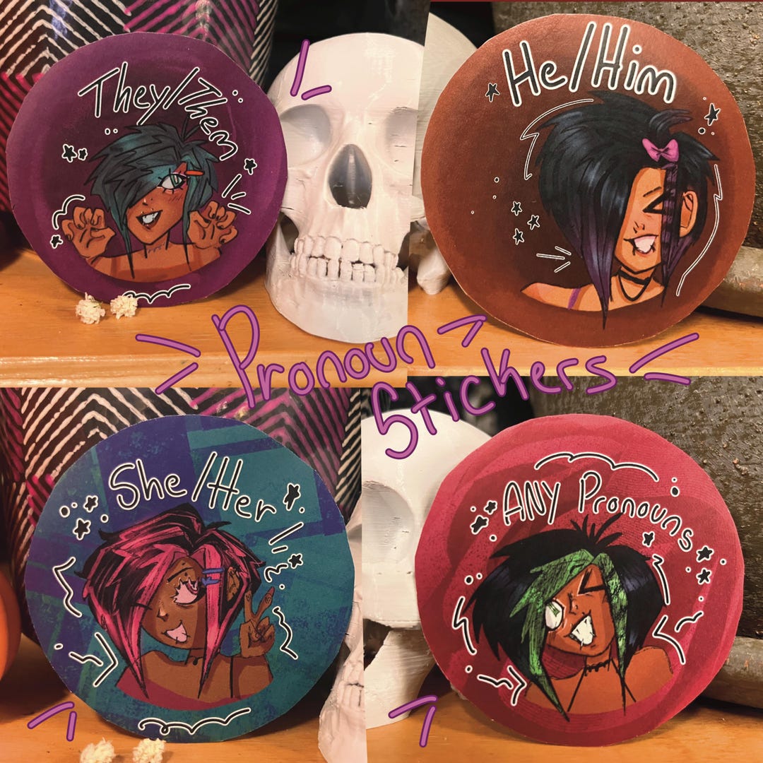 3” Scene Kid Alternative Pronoun Stickers - Etsy