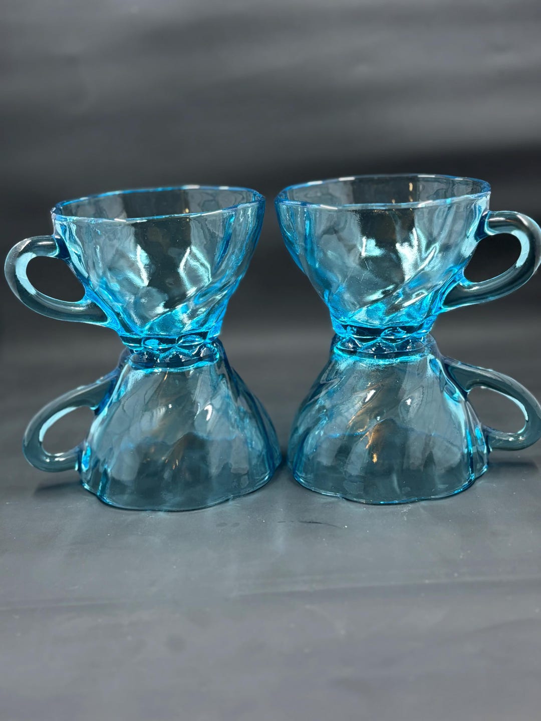 Hazel Atlas Capri Shell Swirl Cups Vintage Set of 4 - Etsy