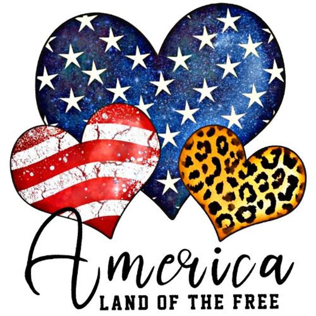 America Red White Blue Hearts Png. - Etsy