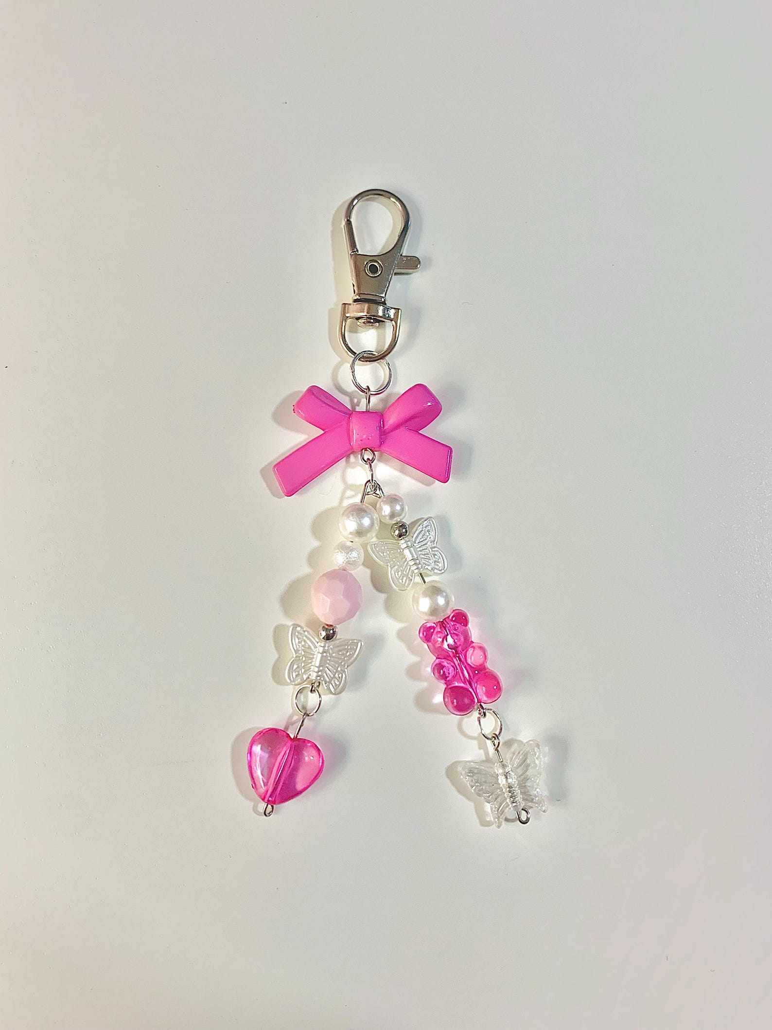 Coquette Beaded Keychain: Handmade Bow Bag Charm - Etsy