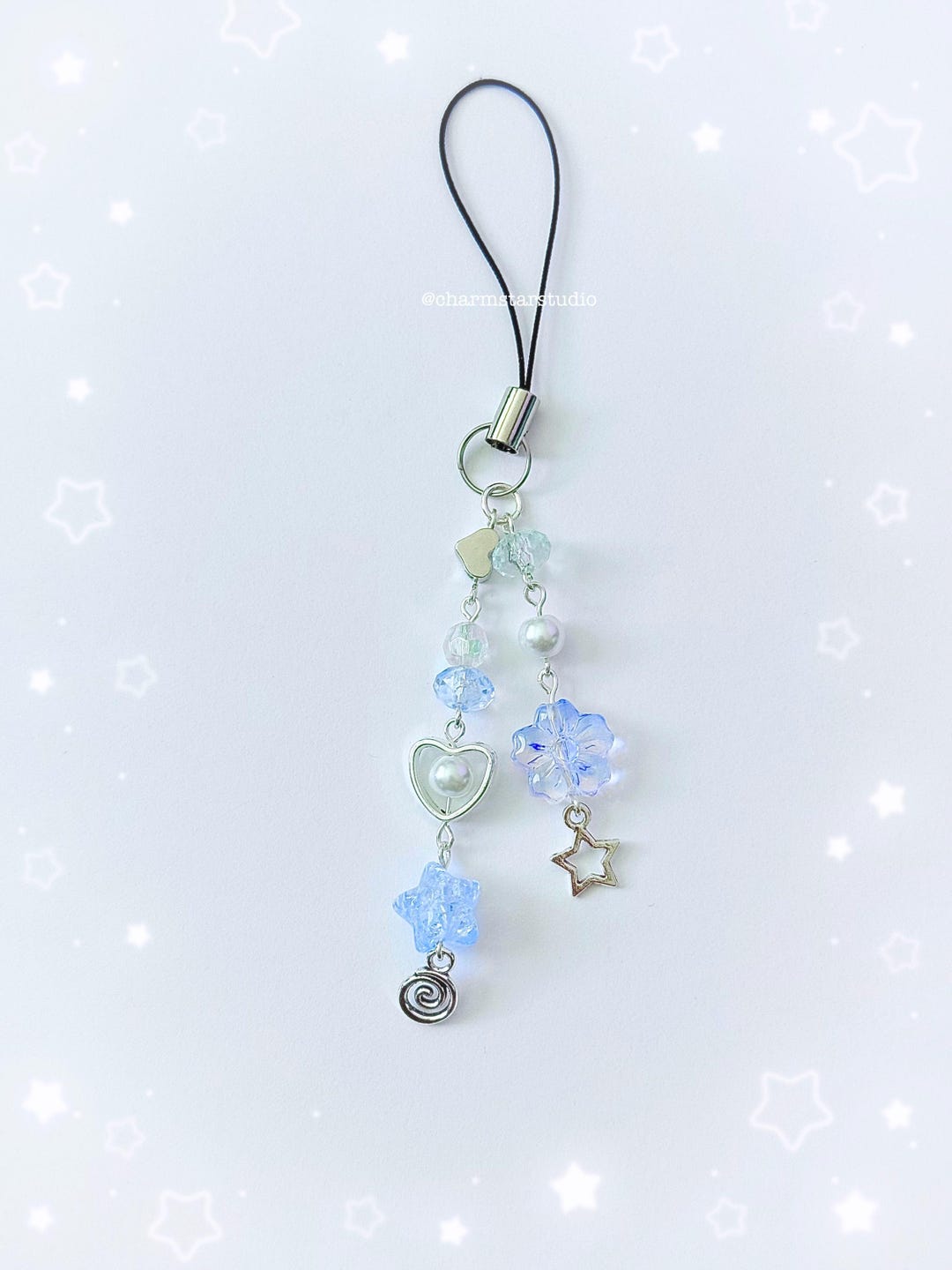 Cute Light Blue Phone Charm | Aesthetic Phone Charm | Beaded Phone ...