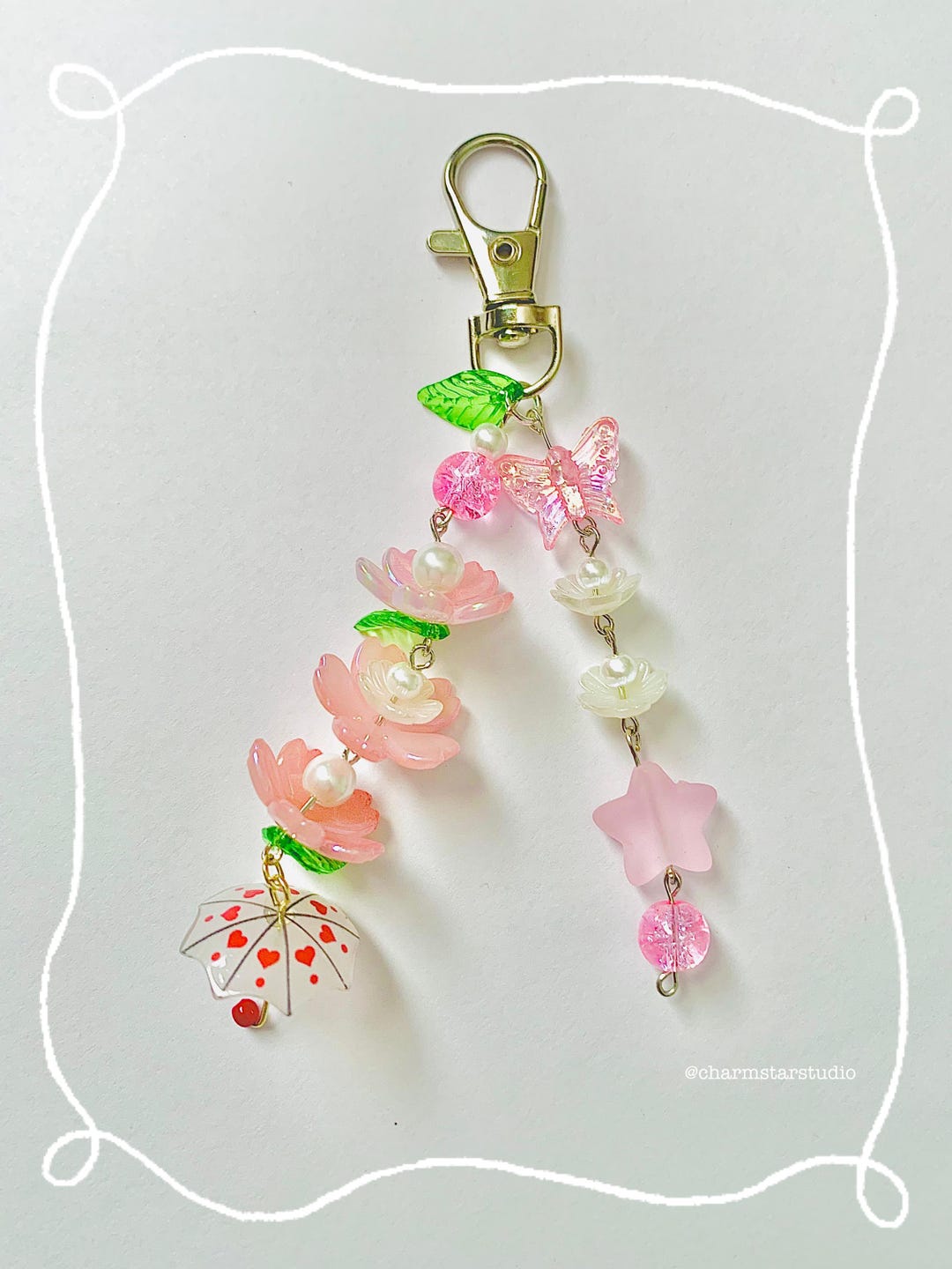 Sakura Keychain | Cherry Blossom Flowers | Aesthetic Keychain | Beaded ...