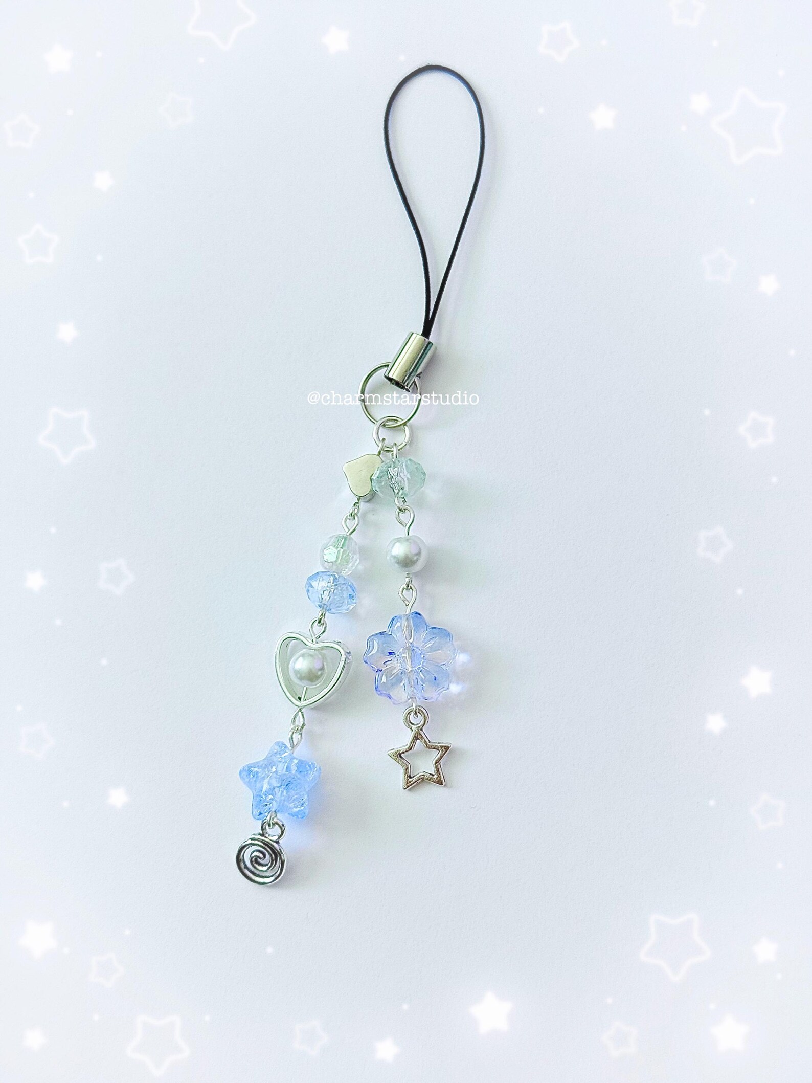 Cute Light Blue Phone Charm | Aesthetic Phone Charm | Beaded Phone ...