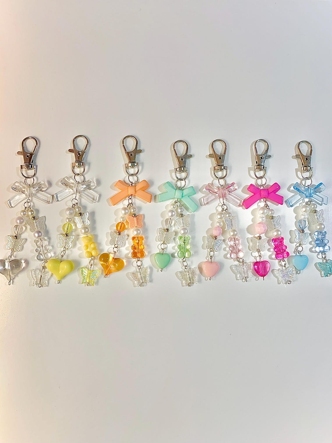 Coquette Beaded Keychain: Handmade Bow Bag Charm - Etsy