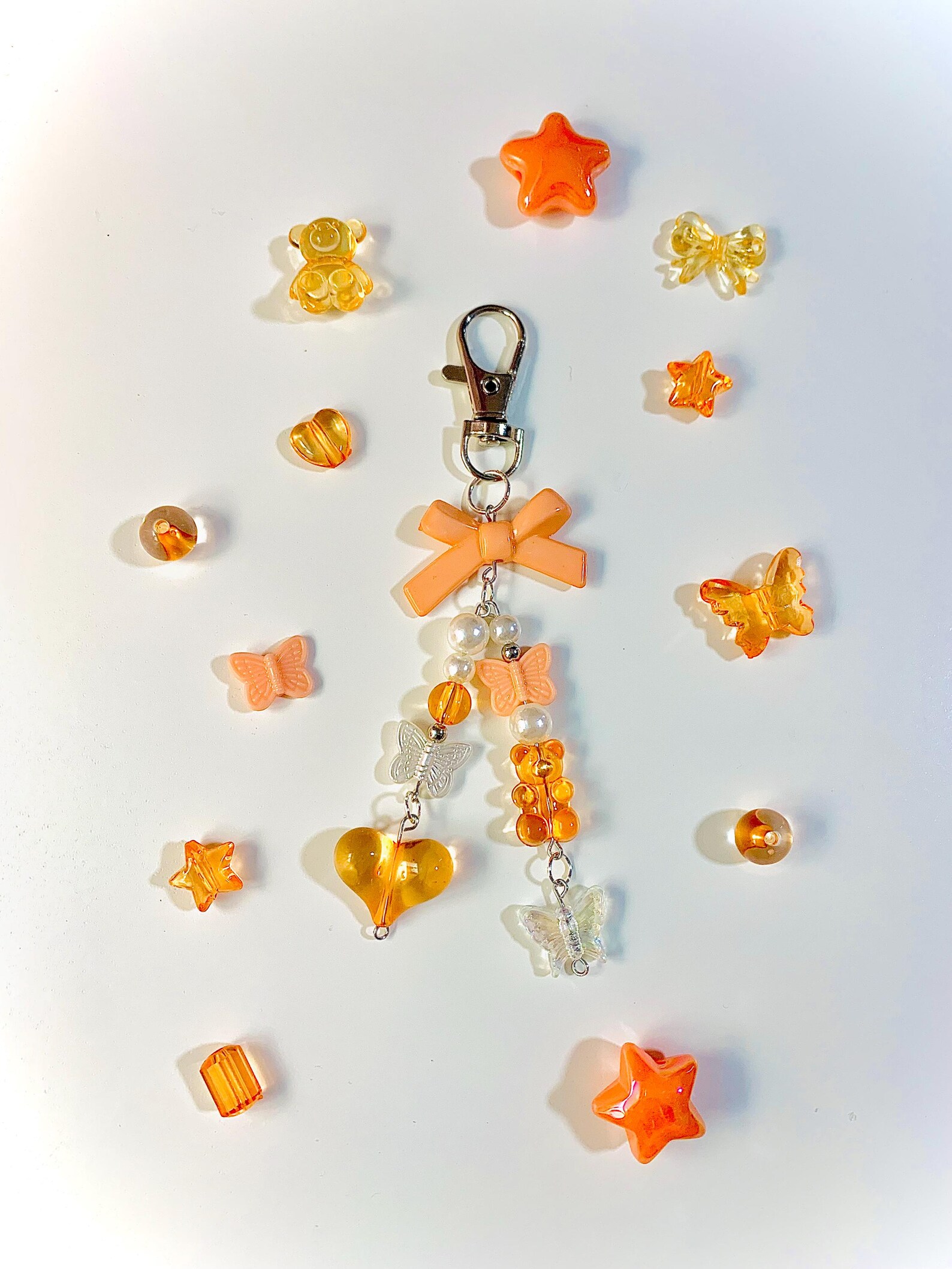 Coquette Beaded Keychain: Handmade Bow Bag Charm - Etsy