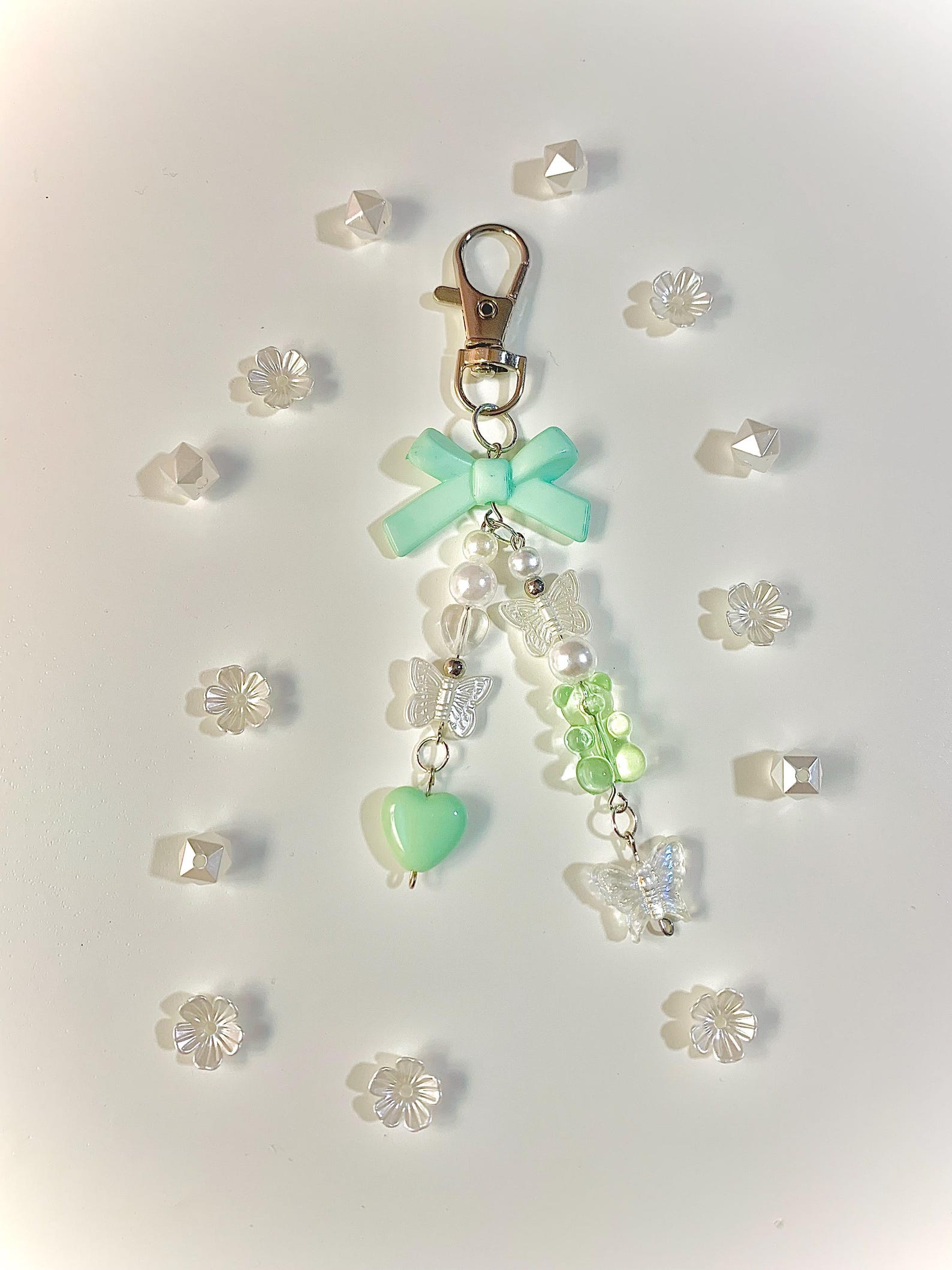 Coquette Beaded Keychain: Handmade Bow Bag Charm - Etsy