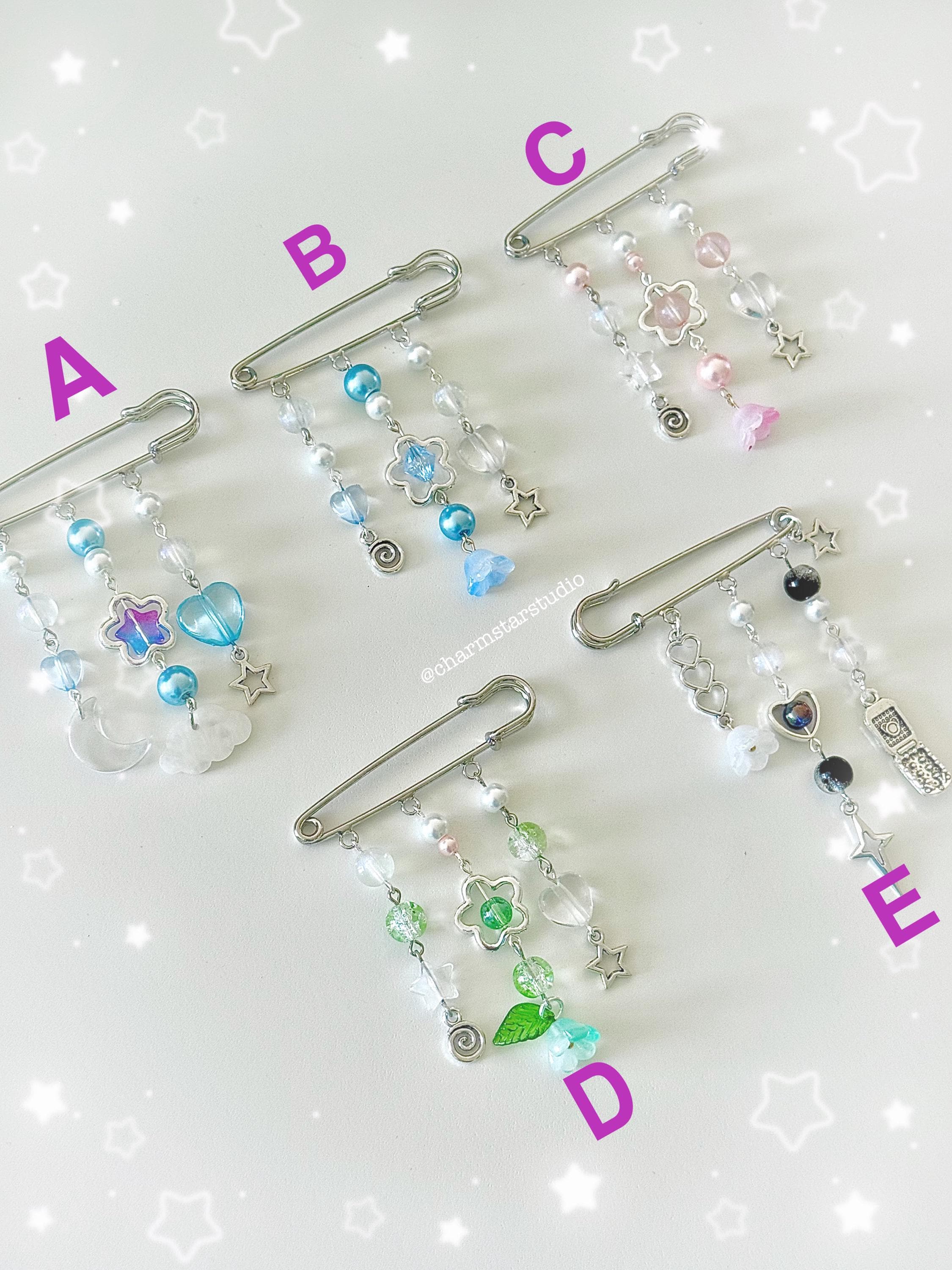Beaded Safety Pin Charm | Kawaii Bag Accessories - Etsy