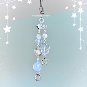 Cute Light Blue Phone Charm | Aesthetic Phone Charm | Beaded Phone ...