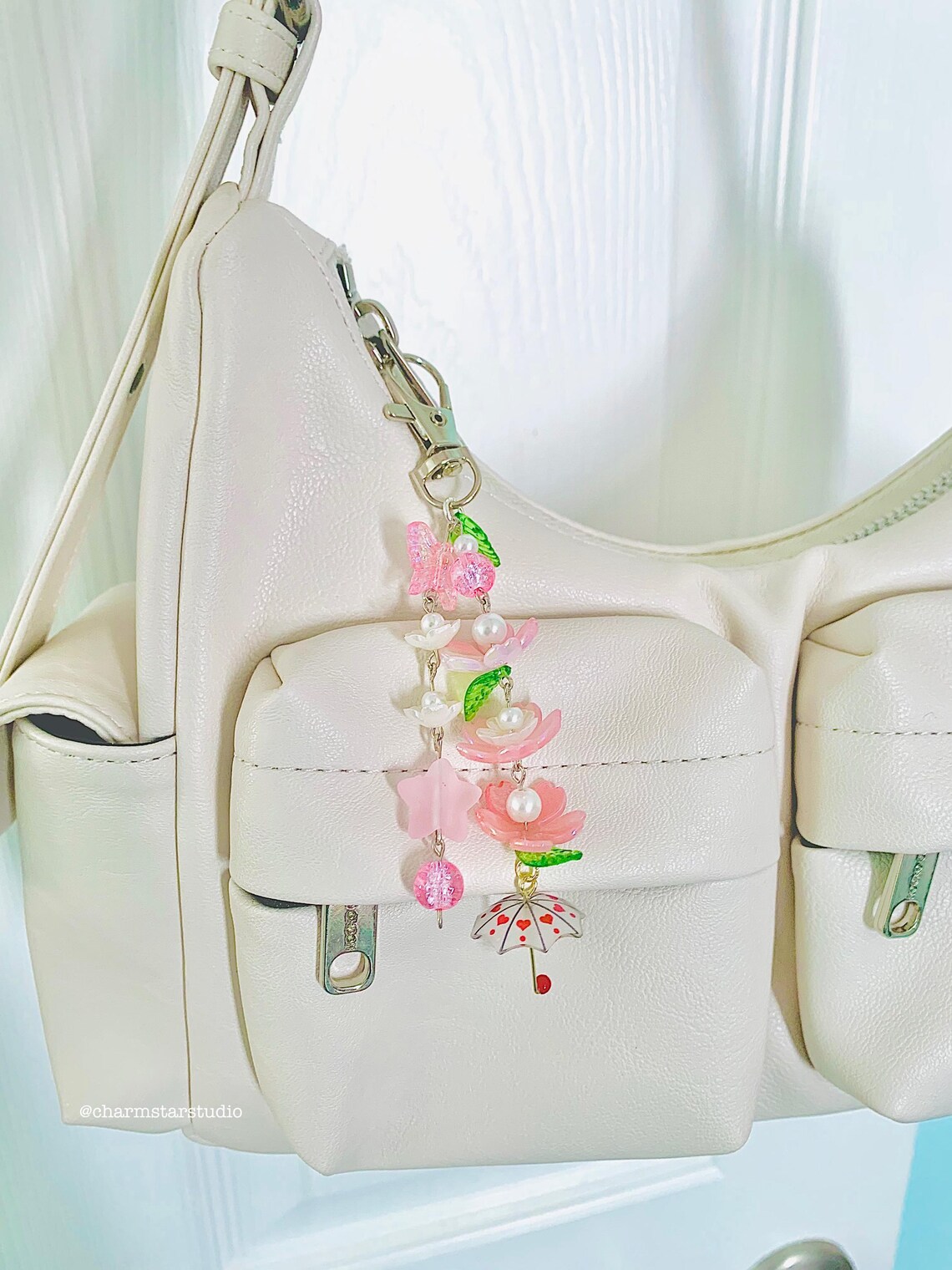 Sakura Keychain | Cherry Blossom Flowers | Aesthetic Keychain | Beaded ...