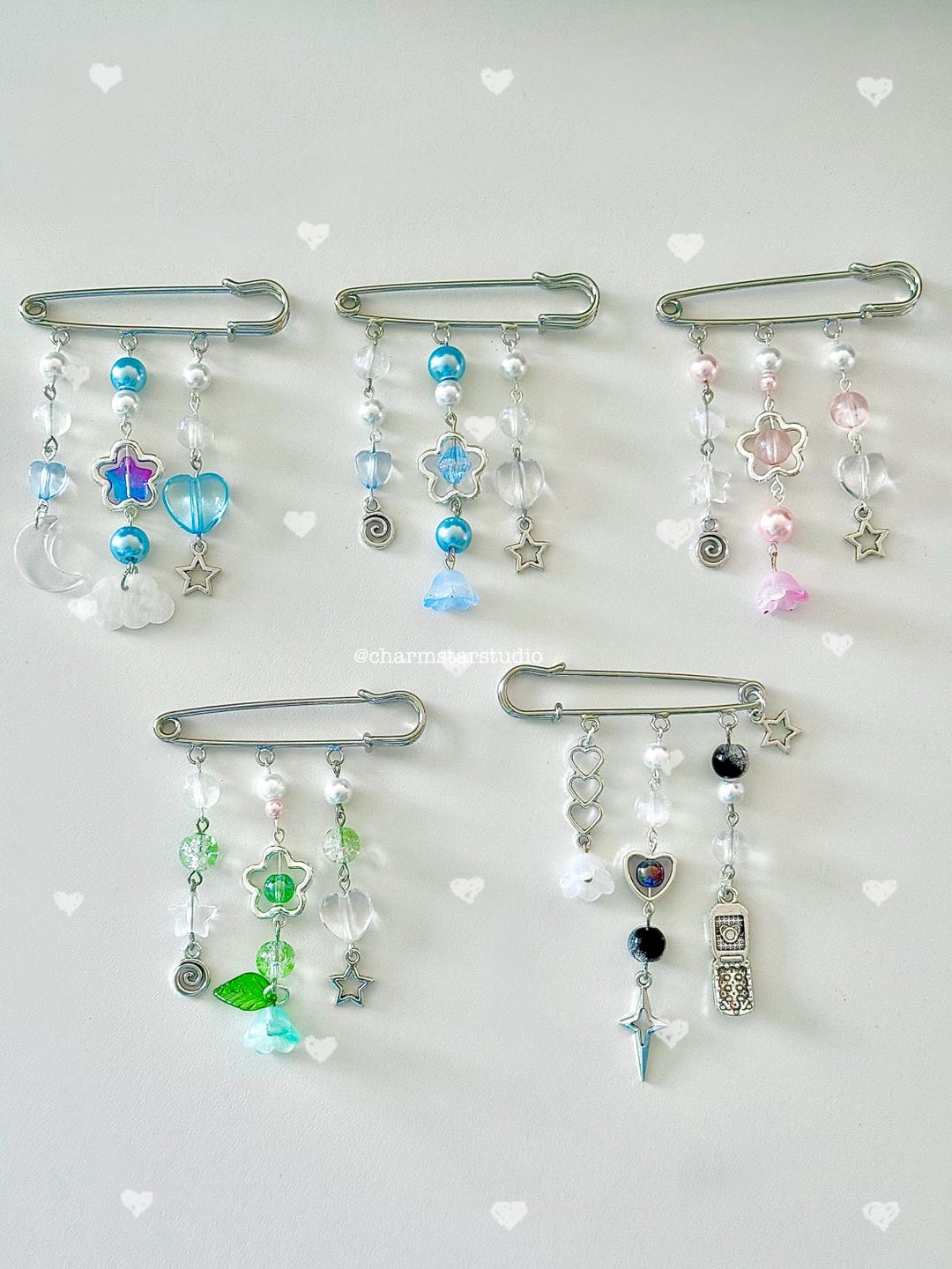 Beaded Safety Pin Charm | Kawaii Bag Accessories - Etsy