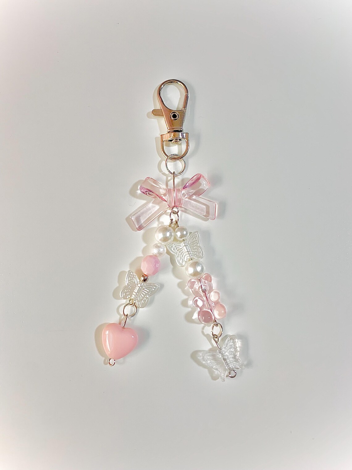 Coquette Beaded Keychain: Handmade Bow Bag Charm - Etsy