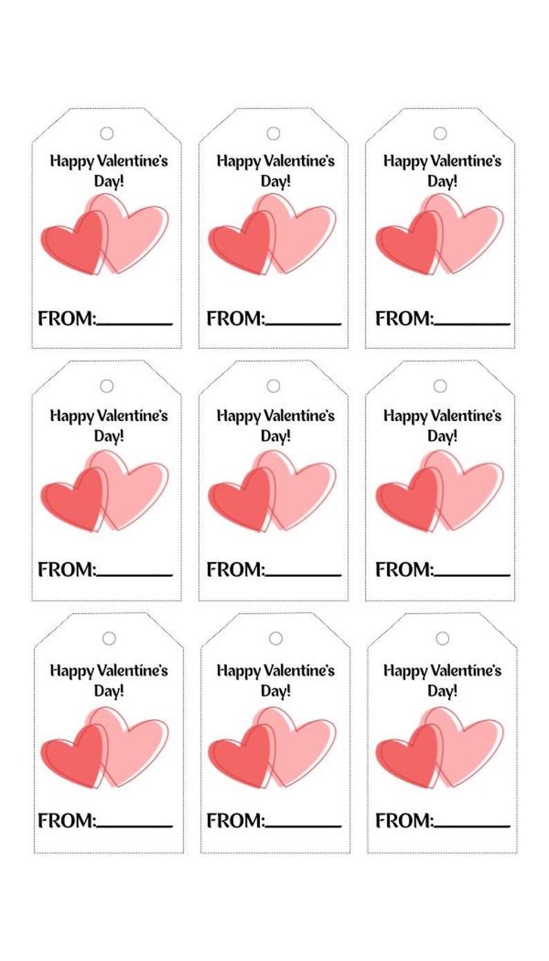Valentine's Day Gift Tags / Printable / Simple Valentine Tags / Instant ...