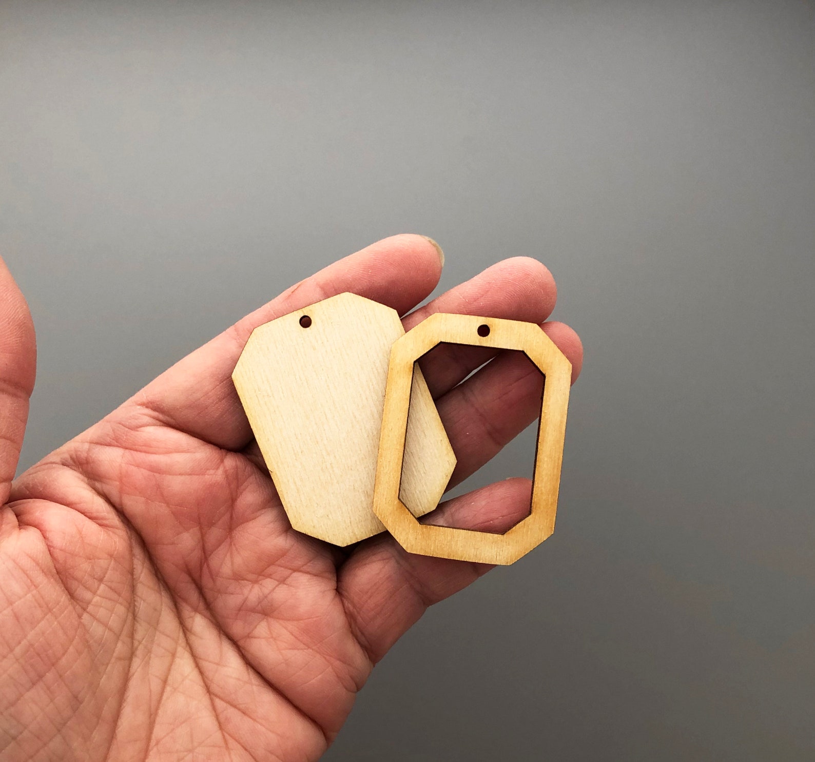 Wood Polygon Layered Inlay Bezel Frame Pendants - Ornaments -unfinished ...